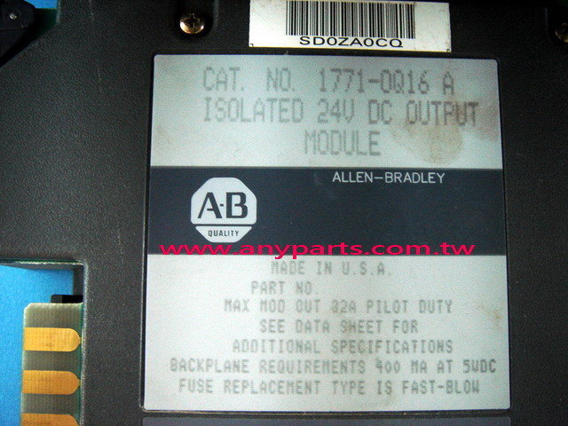 (A-B PLC) Allen Bradley 1771 Programmable Controller CPU1771-OQ16 A Isolated Output Module - PLC ...